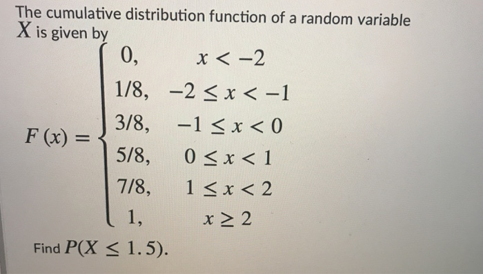Solved The cumulative distribution function of a random | Chegg.com