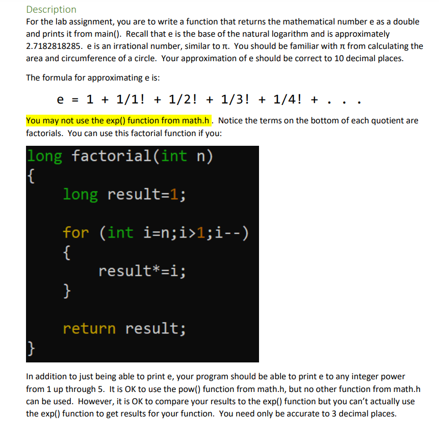 Solved Sample Output $ .a.out e to the 1 power = 2.718 e | Chegg.com