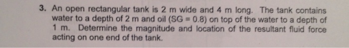 Solved An open rectangular tank is 2 m wide and 4 m long. | Chegg.com