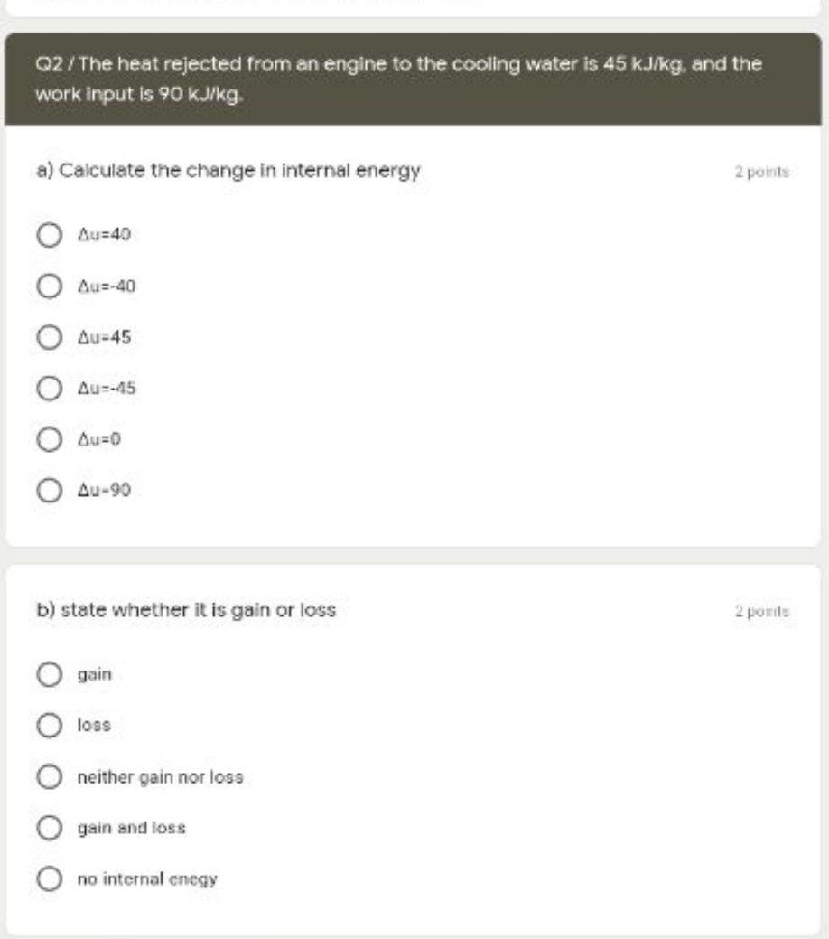 Solved Q2/ The heat rejected from an engine to the cooling | Chegg.com