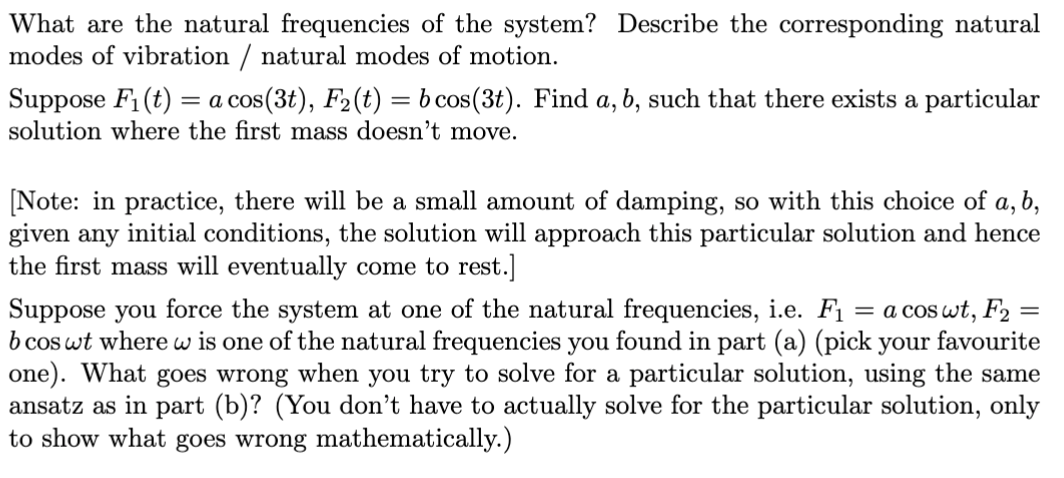 Solved Consider the following system of 2 masses attached by | Chegg.com