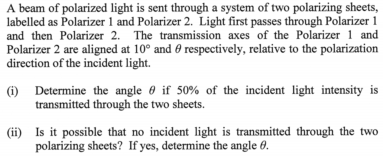 Solved A beam of polarized light is sent through a system of | Chegg.com
