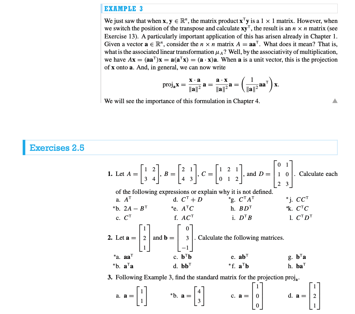 Solved EXAMPLE 3 We just saw that when x, y € R", the matrix | Chegg.com