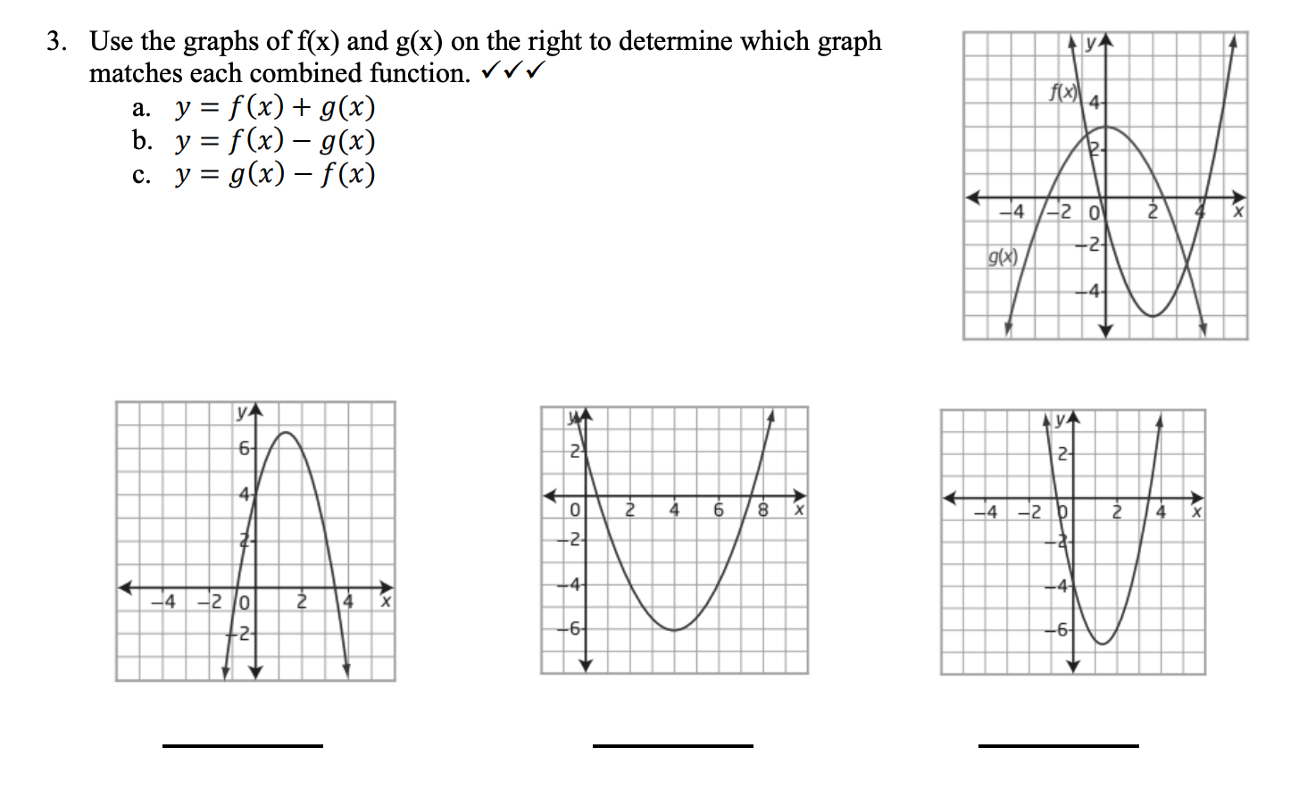 Solved Ay 3. Use the graphs of f(x) and g(x) on the right to | Chegg.com
