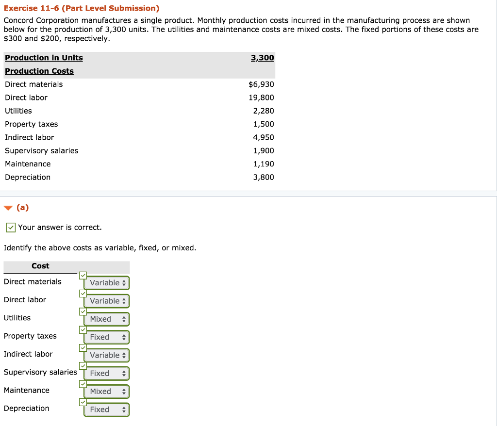 Solved Exercise 11-6 (Part Level Submission) Concord | Chegg.com