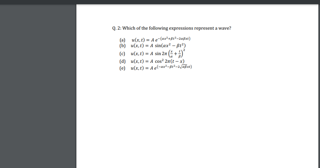 Solved Q. 2: Which of the following expressions represent a | Chegg.com
