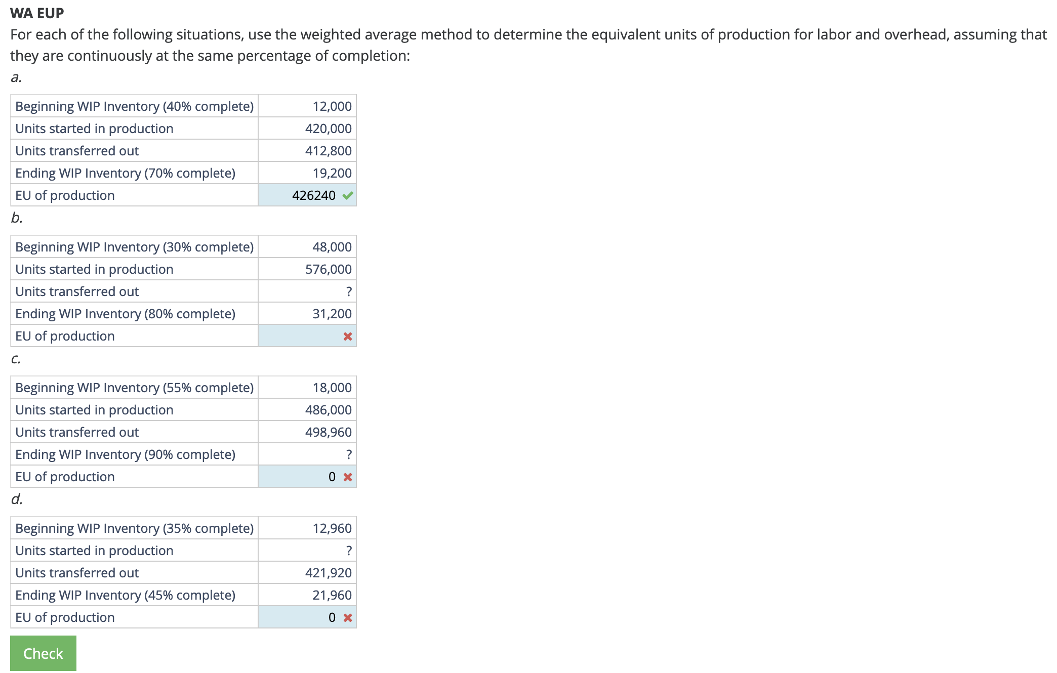 Solved WA EUP For each of the following situations, use the | Chegg.com