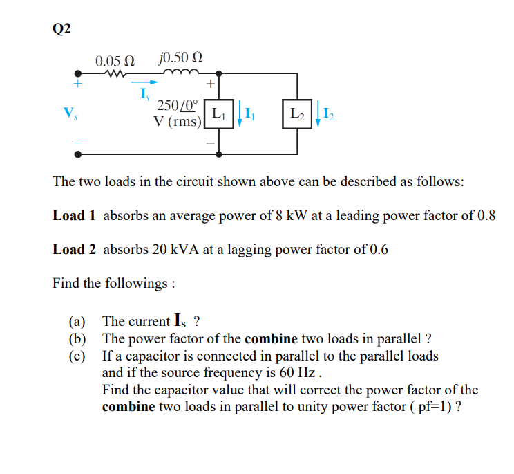 Solved The two loads in the circuit shown above can be | Chegg.com