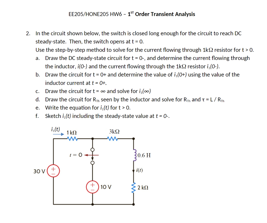 Solved EE205/HONE205 HW6 - 1st Order Transient Analysis 2. | Chegg.com