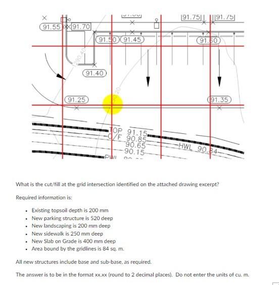 What is the cut/fill at the grid intersection | Chegg.com