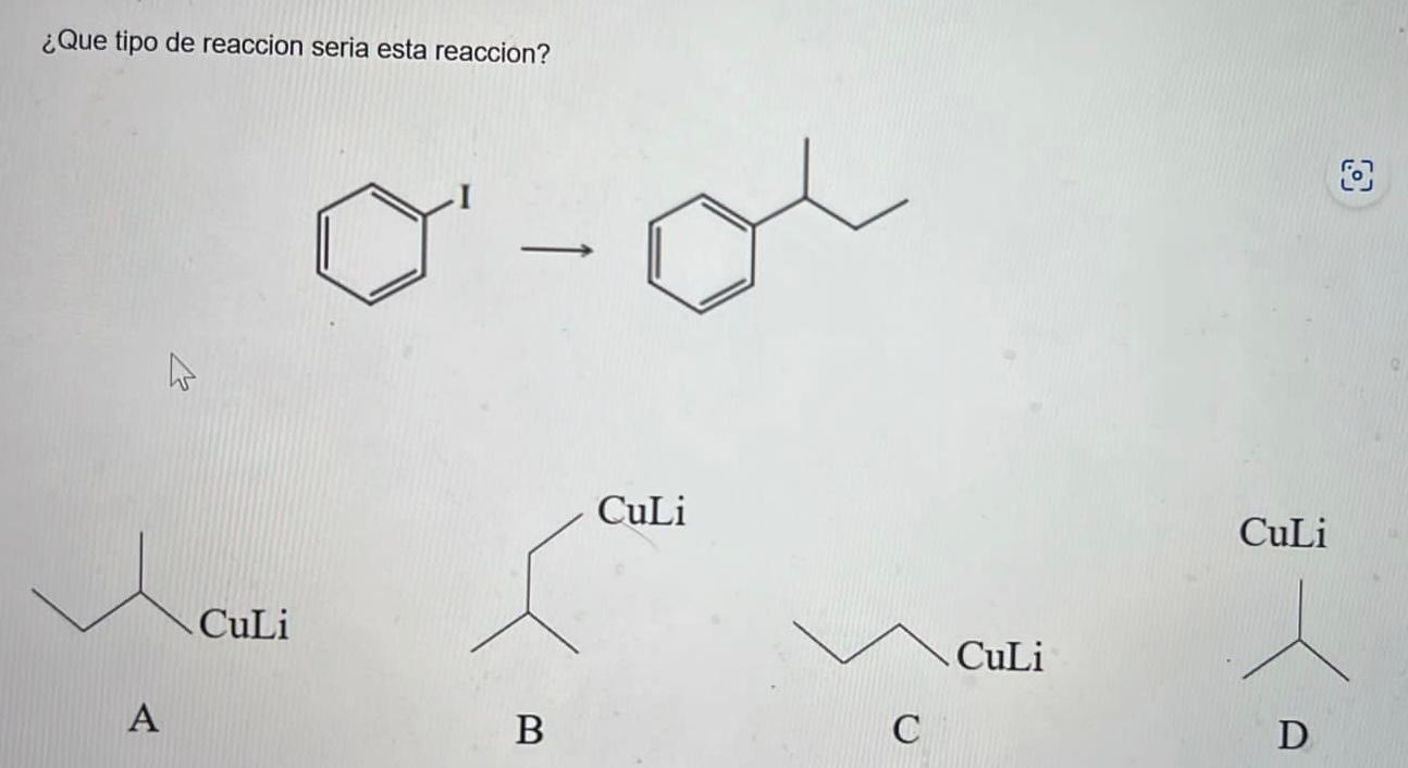 Solved ¿Que tipo de reaccion seria esta reaccion? CuLi A B | Chegg.com