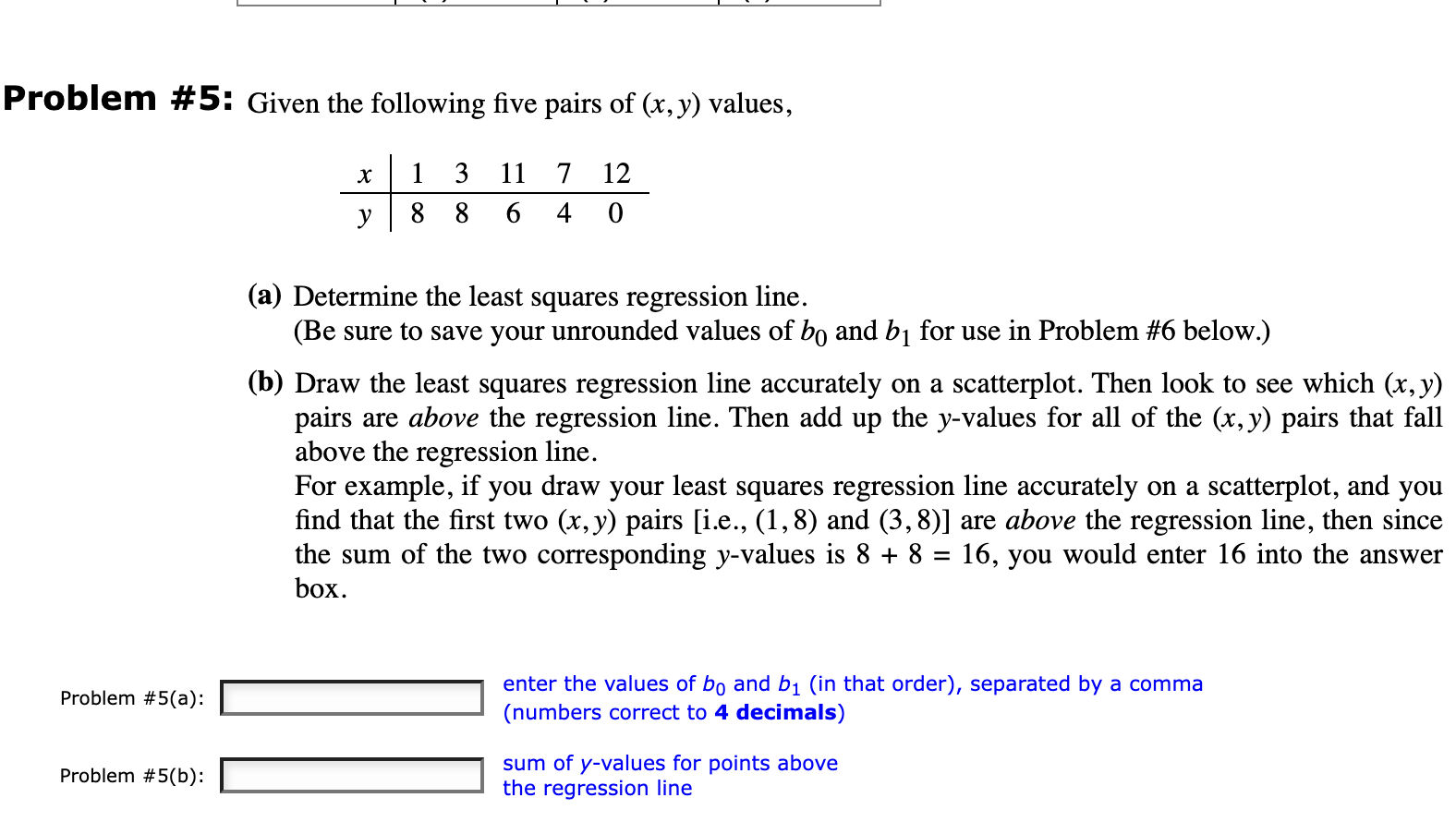 Solved Problem \#5: Given the following five pairs of (x,y) | Chegg.com