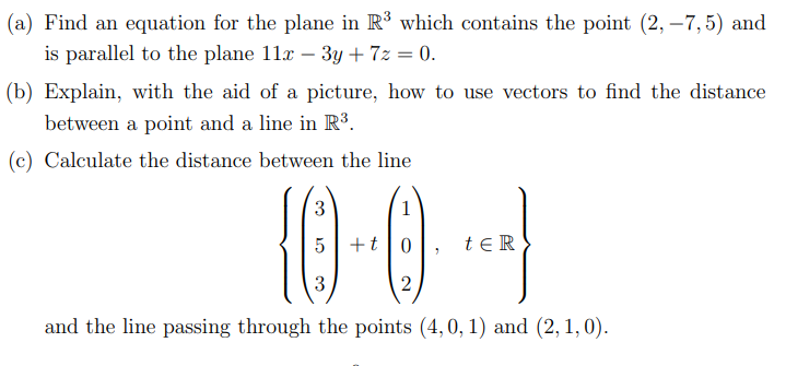 Solved (a) Find an equation for the plane in R3 which | Chegg.com
