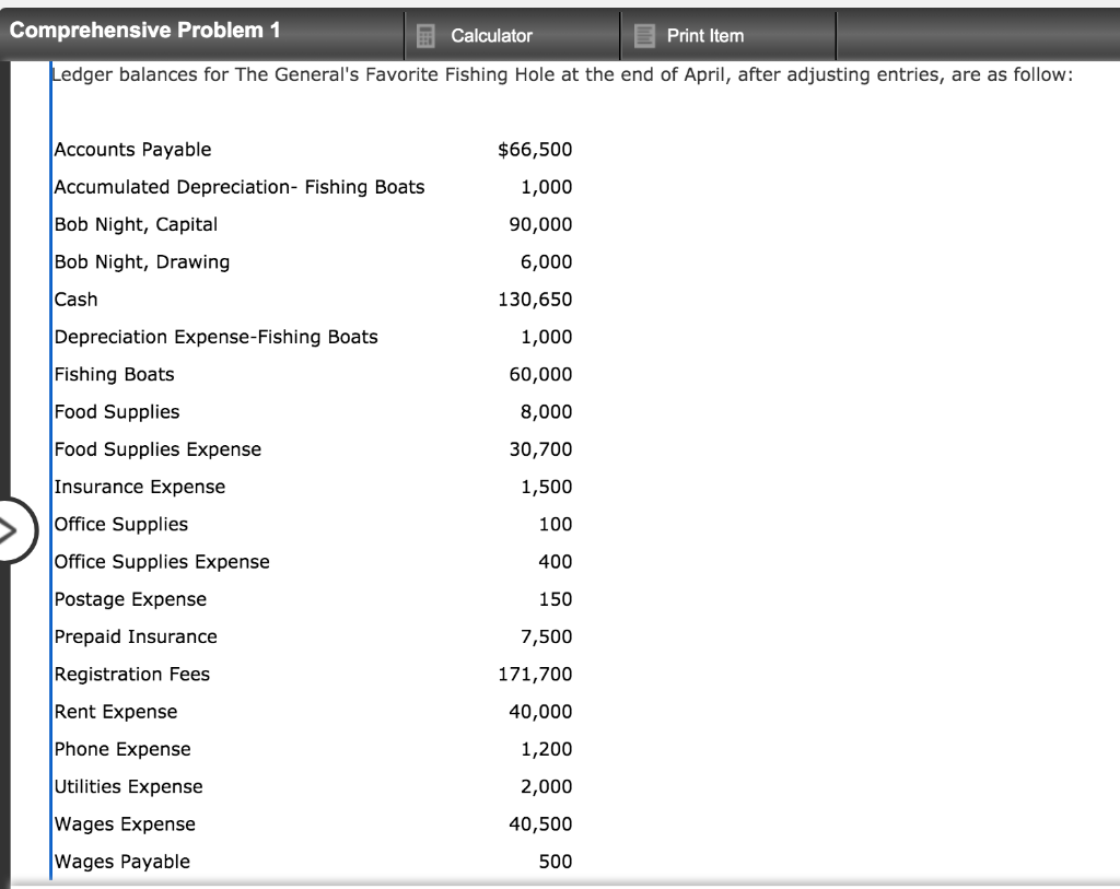Solved Comprehensive Problem 1 Calculator Print Item Ledger | Chegg.com