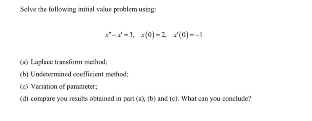 Solved Solve the following initial value problem | Chegg.com
