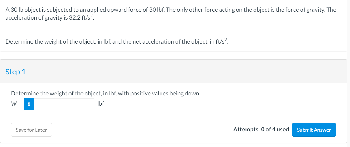 Solved A 30 lb object is subjected to an applied upward | Chegg.com