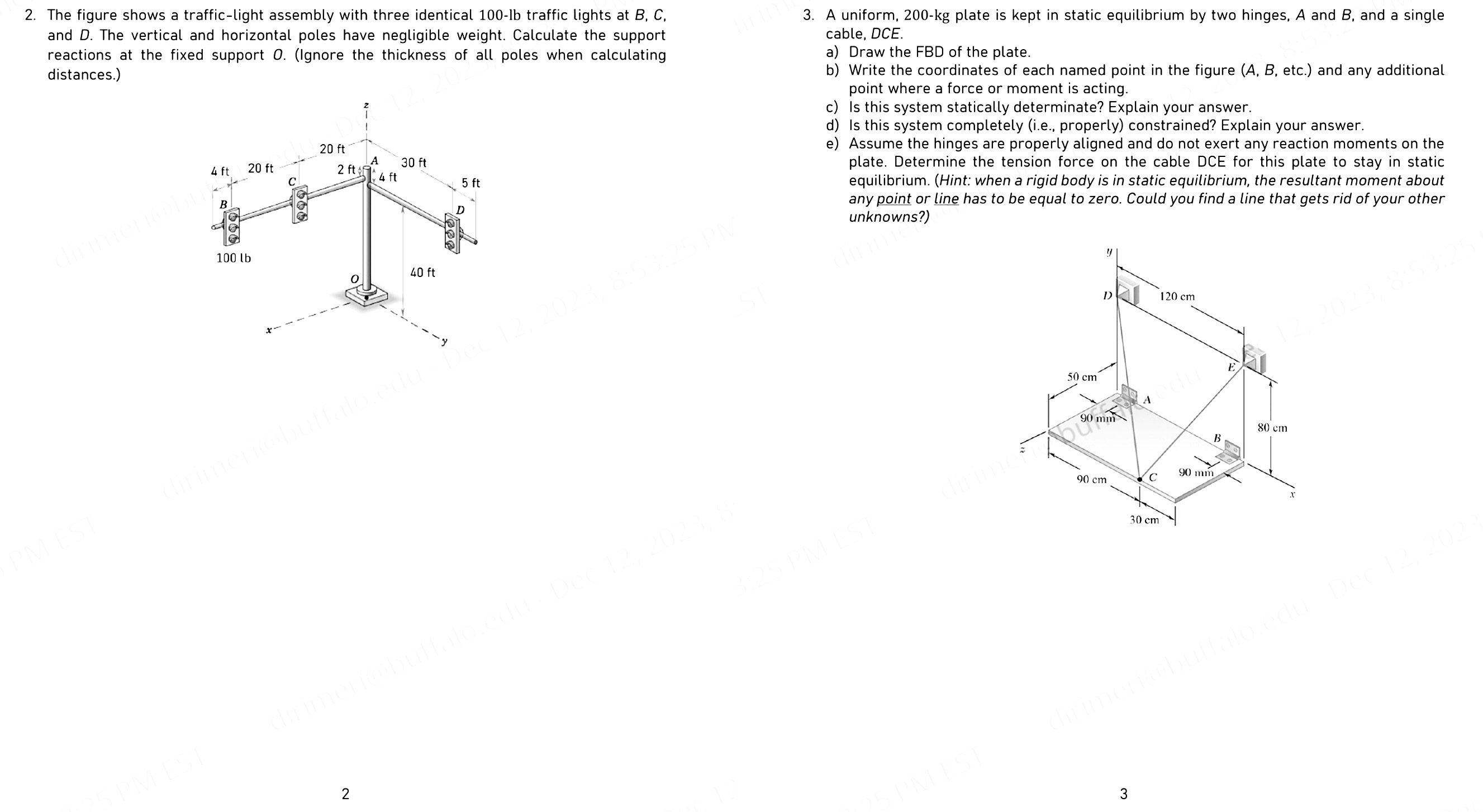 Draw free-body diagrams (FBDs) for the specified | Chegg.com