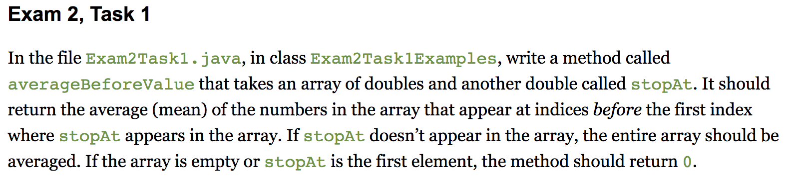 Solved Exam 2, Task 1 In the file Exam2 Taskl.java, in class | Chegg.com