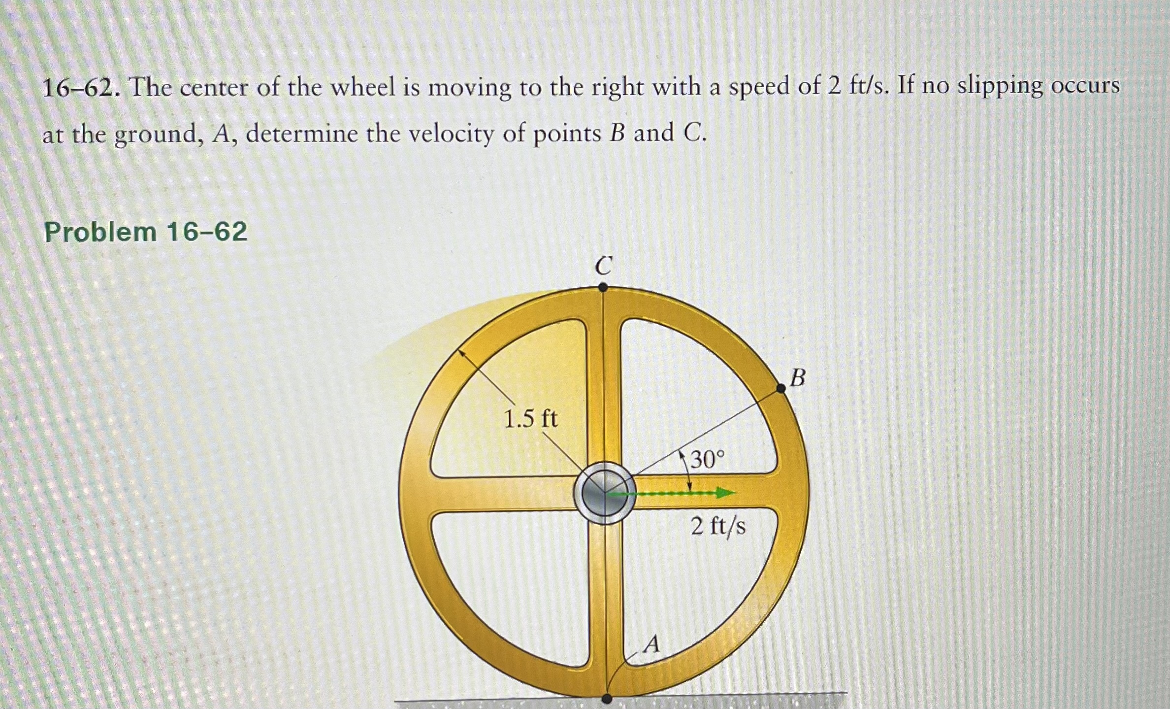 Solved The center of the wheel is moving to the right with a | Chegg.com