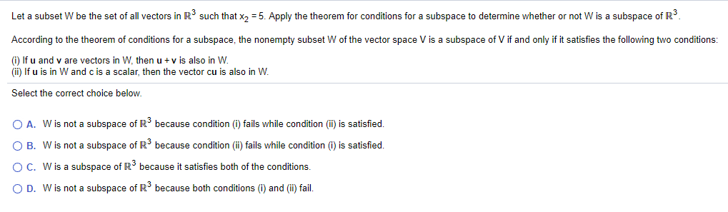 Solved Let a subset W be the set of all vectors in Rº such | Chegg.com