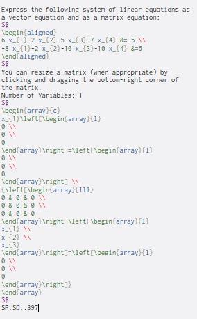 Solved Express the following system of linear equations as a | Chegg.com