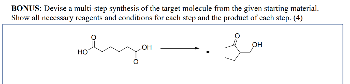 Solved BONUS: Devise a multi-step synthesis of the target | Chegg.com