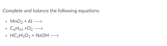 Complete and balance the following equations: o 0 | Chegg.com