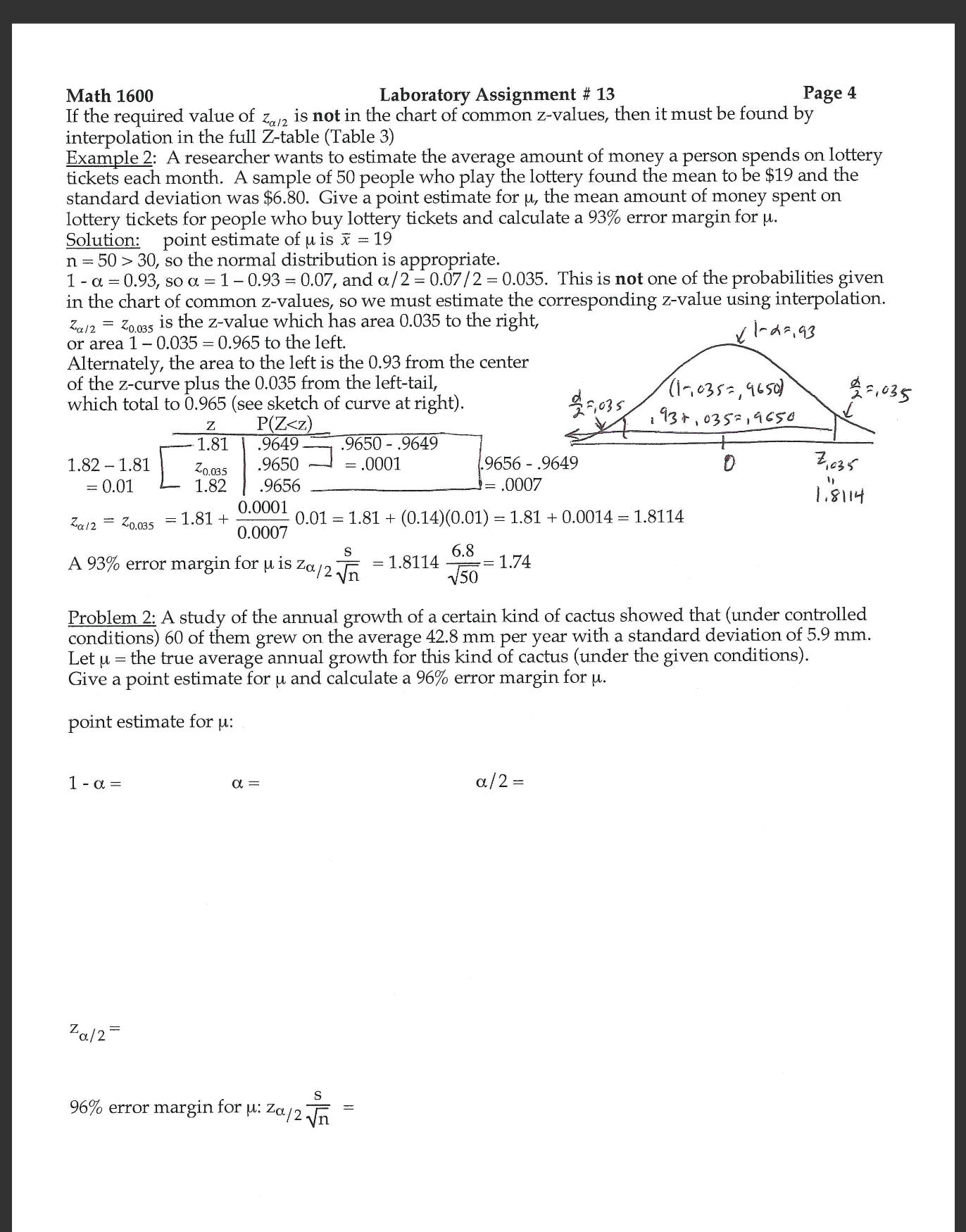 Solved Math 1600 Laboratory Assignment \# 13 Page 4 If the | Chegg.com