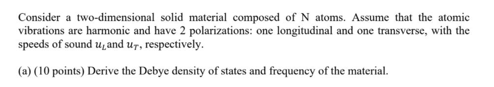 Solved Consider a two-dimensional solid material composed of | Chegg.com