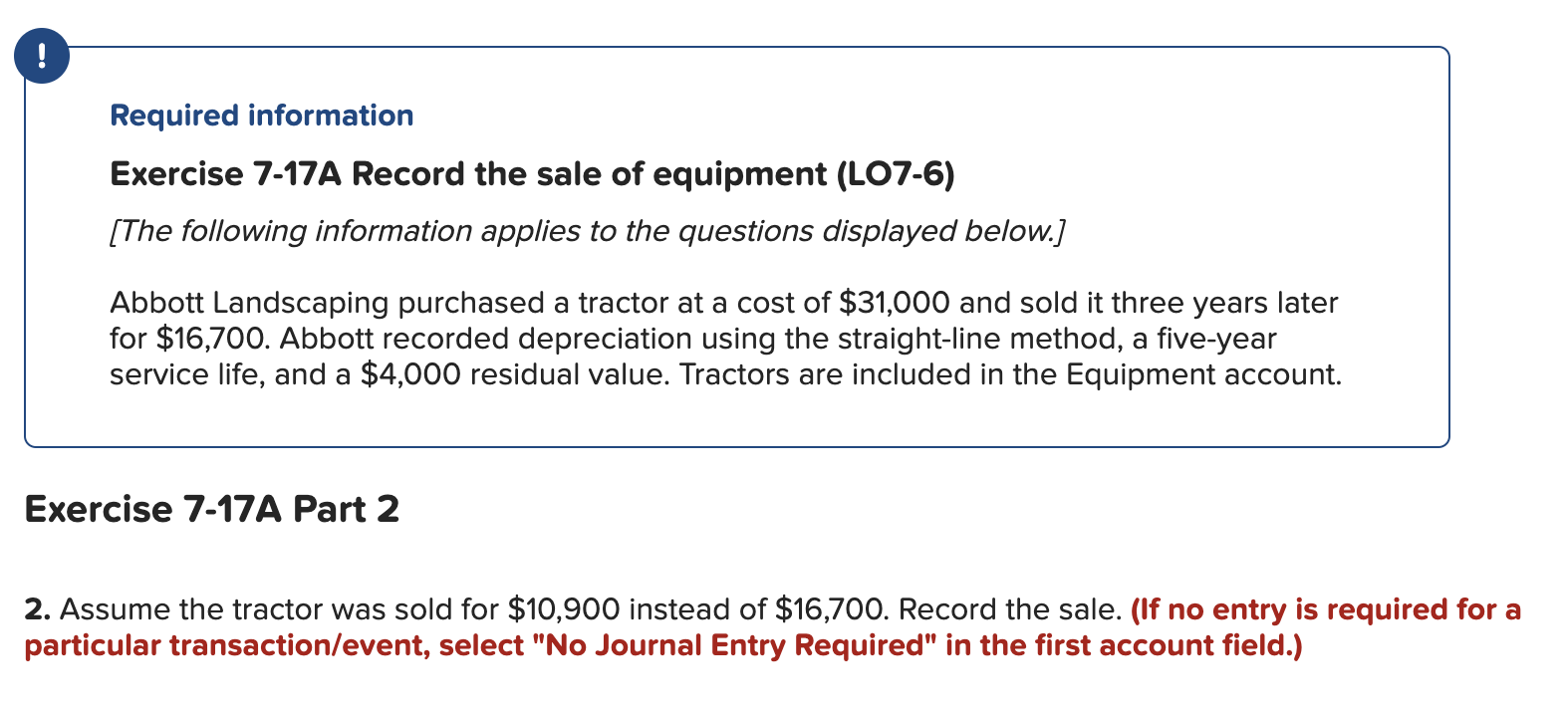 Solved ! Required information Exercise 7-17A Record the sale | Chegg.com