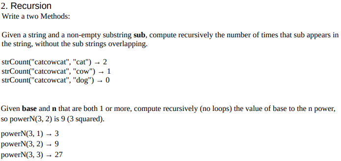 Solved 2. Recursion Write a two Methods: Given a string and | Chegg.com