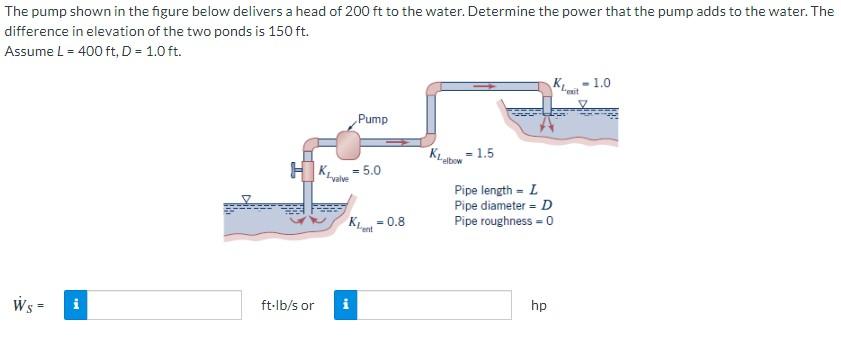 Solved The pump shown in the figure below delivers a head of | Chegg.com