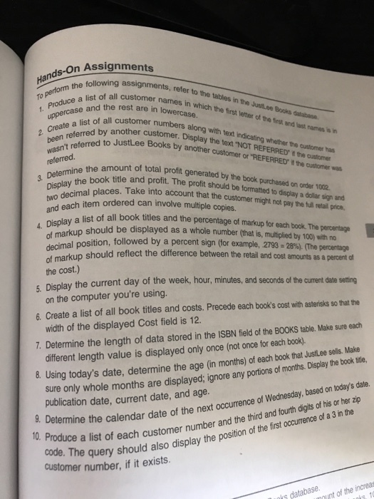 Solved To Perform The Following Assignments Refer To The