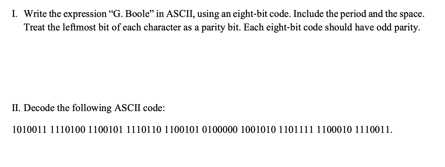 Solved I Write The Expression “g Boole” In Ascii Using An