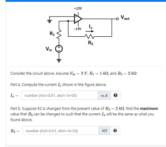 Solved +15V Vout -15V Ri M R2 Vin Consider the circuit | Chegg.com