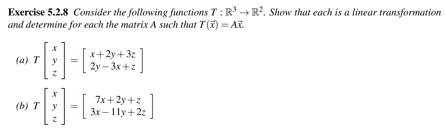 Solved Exercise 5.2.8 Consider the following functions T : | Chegg.com