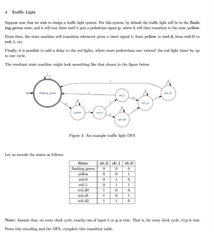 4 Traffic Light Suppose now that we wish to design a | Chegg.com