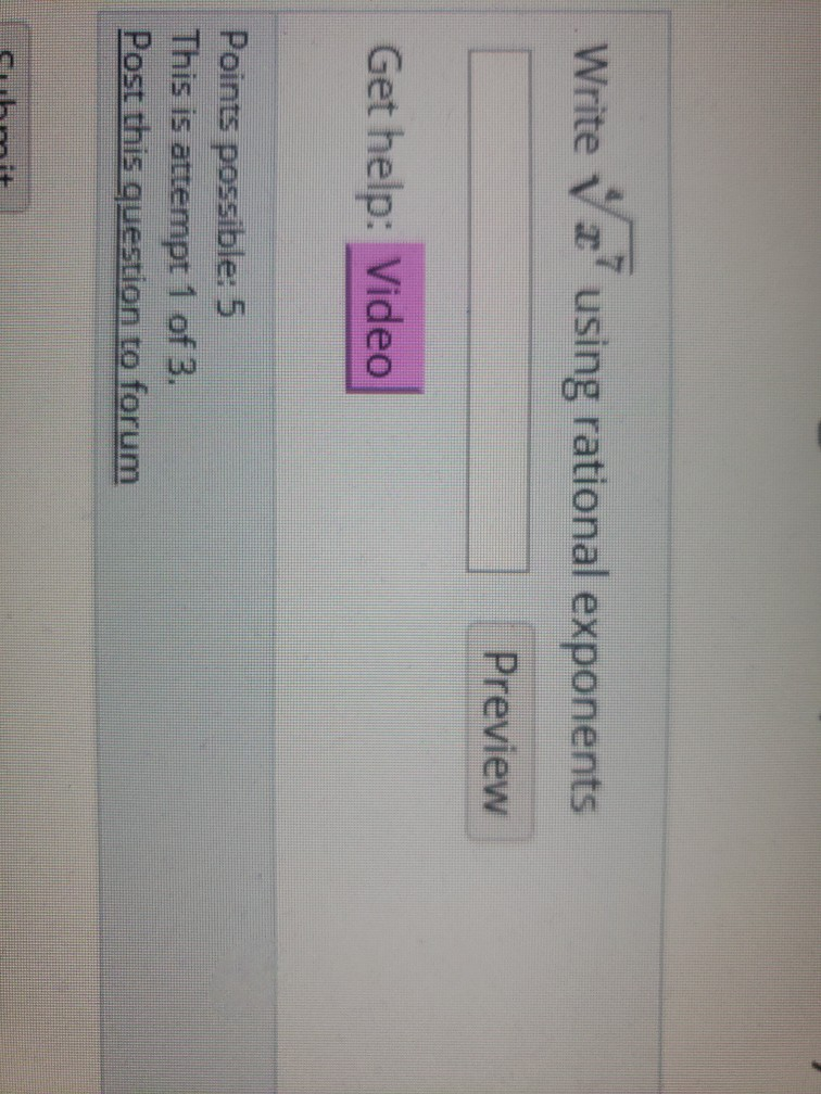 Solved 1. Write vz' using rational exponents Preview Get | Chegg.com