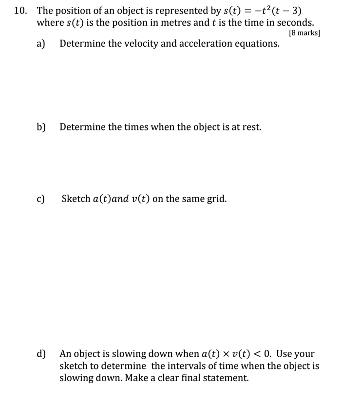 Solved 0. The position of an object is represented by | Chegg.com