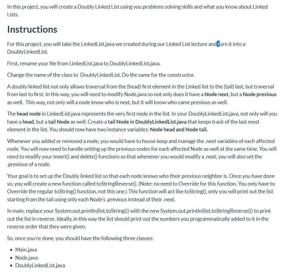 Solved Java Please Linked List Code: public | Chegg.com