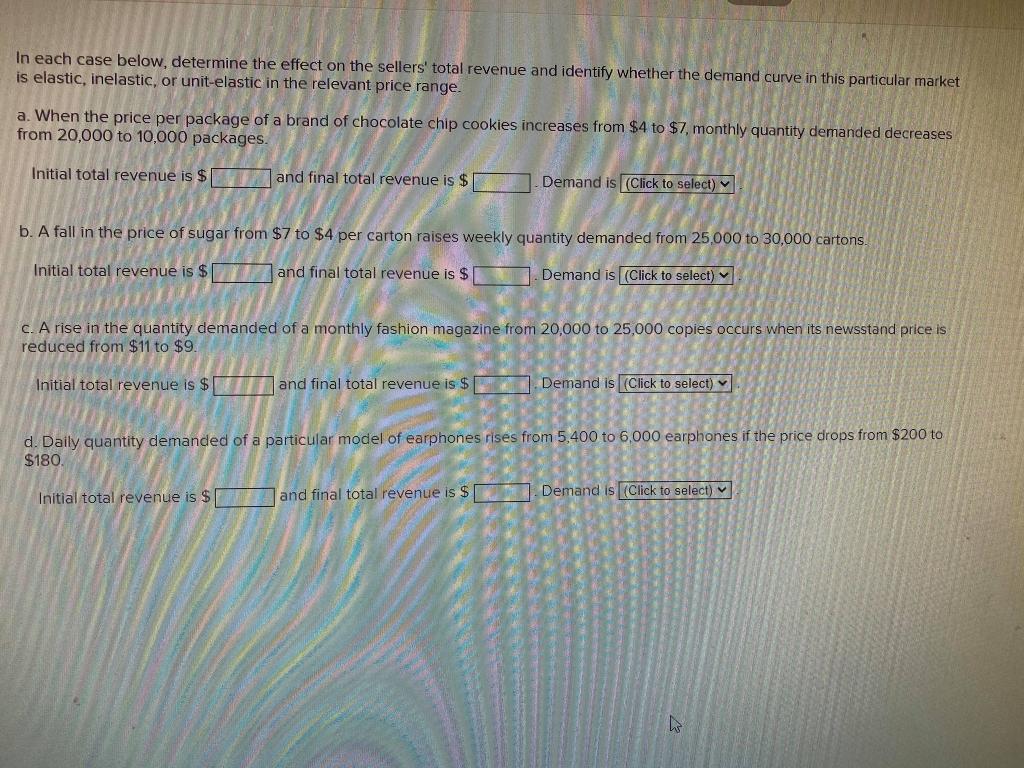 Solved In each case below, determine the effect on the | Chegg.com