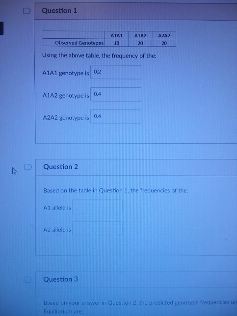 Solved D Question 1 A1A1 AIA2 A2A2 Observed Genotypes 102020 | Chegg.com
