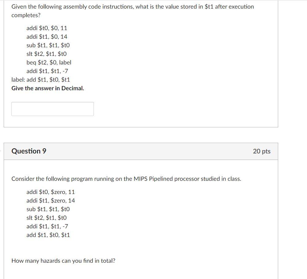 Solved Given The Following Assembly Code Instructions What 