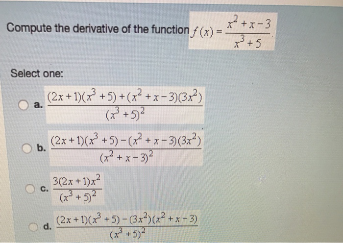 Solved Compute the derivative of the function/ (x)---- | Chegg.com