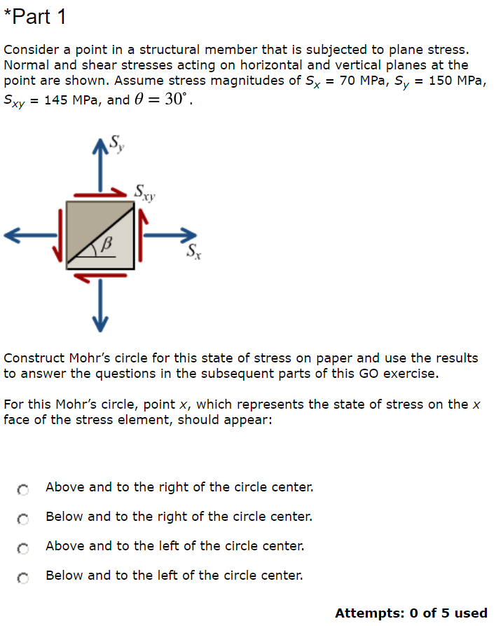 Solved *Part 1 Consider a point in a structural member that | Chegg.com