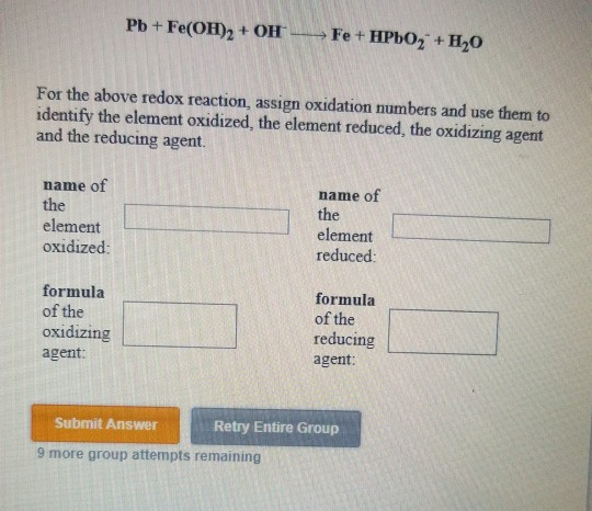 Solved For the above redox reaction, assign oxidation | Chegg.com