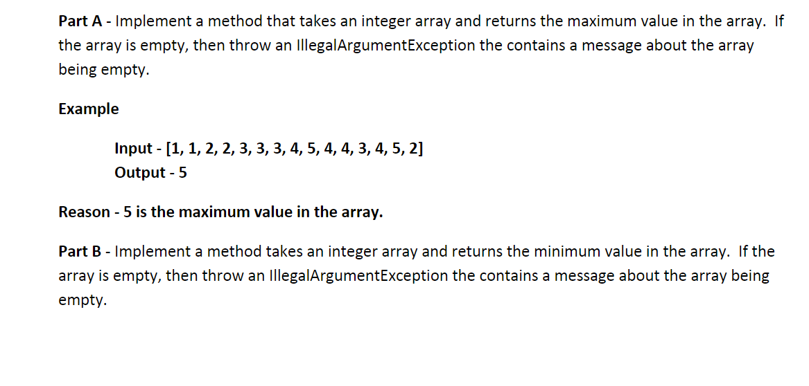 Solved Part A - Implement a method that takes an integer | Chegg.com