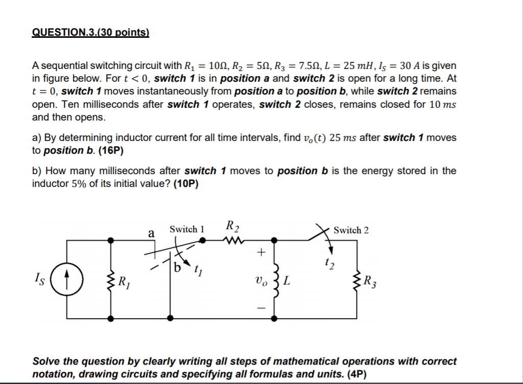 Solved A sequential switching circuit with 𝑅1 = 10Ω, 𝑅2 = | Chegg.com