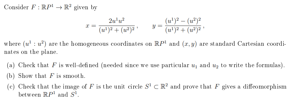 Solved Consider F:RP1→R2 given by | Chegg.com