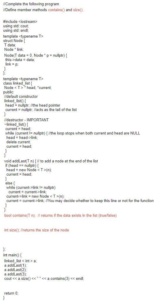 Solved // Complete the following program // Define member | Chegg.com